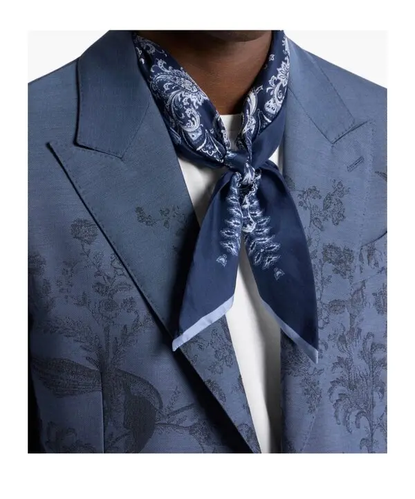 Etro Silk Scarf With Paisley Motif And Pegaso - Blue