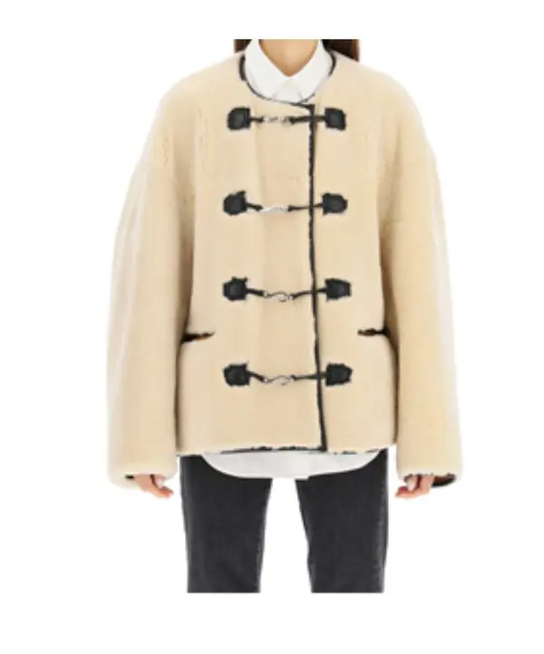 TOTEME Teddy Shearling Clasp Buttoned Coat