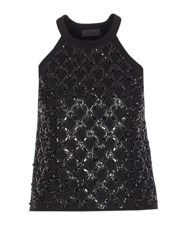 Liu Jo Embellished Sleeveless Round Neck Top - Black