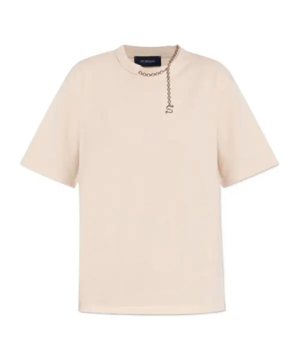 Sportmax Chain-embellished Crewneck T-shirt - Cream