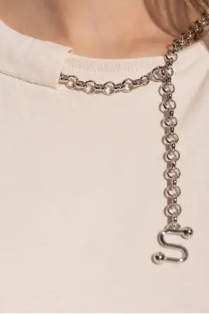 Sportmax Chain-embellished Crewneck T-shirt - Cream