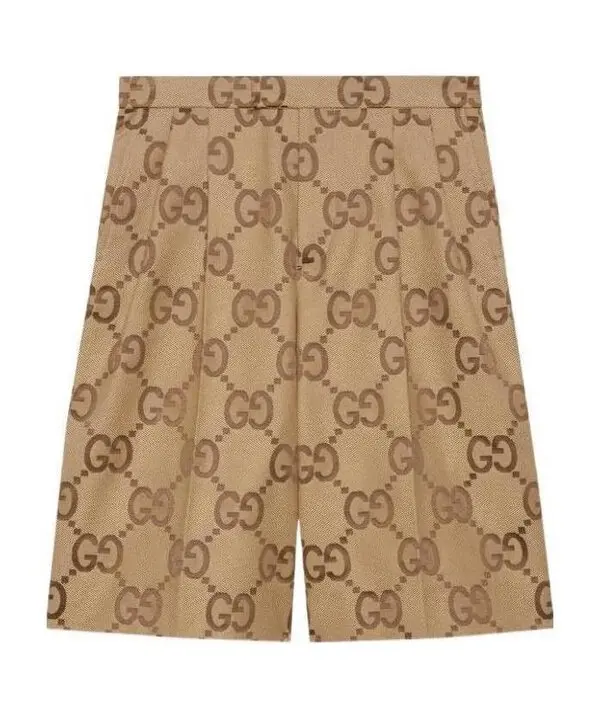 Gucci Jumbo Gg Monogram Tailored Shorts - Camel/ebony