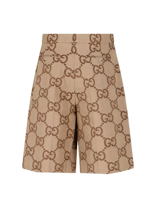Gucci Jumbo Gg Monogram Tailored Shorts - Camel/ebony