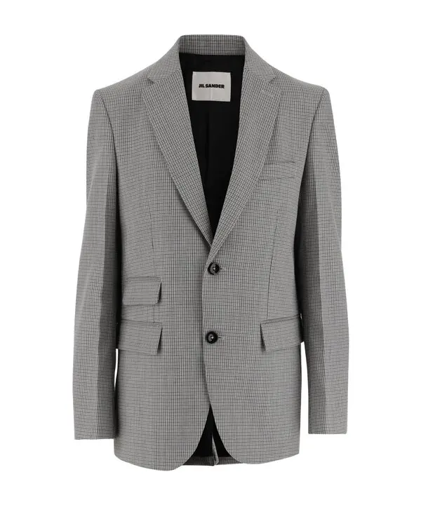 JIL SANDER Single-breasted Checked Blazer - Grey