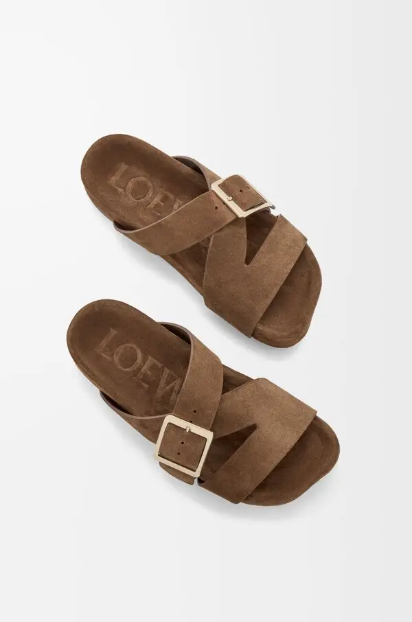 Loewe Ease Buckle Slides - Brown