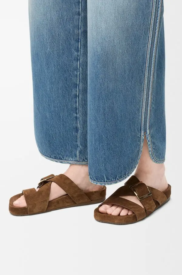Loewe Ease Buckle Slides - Brown