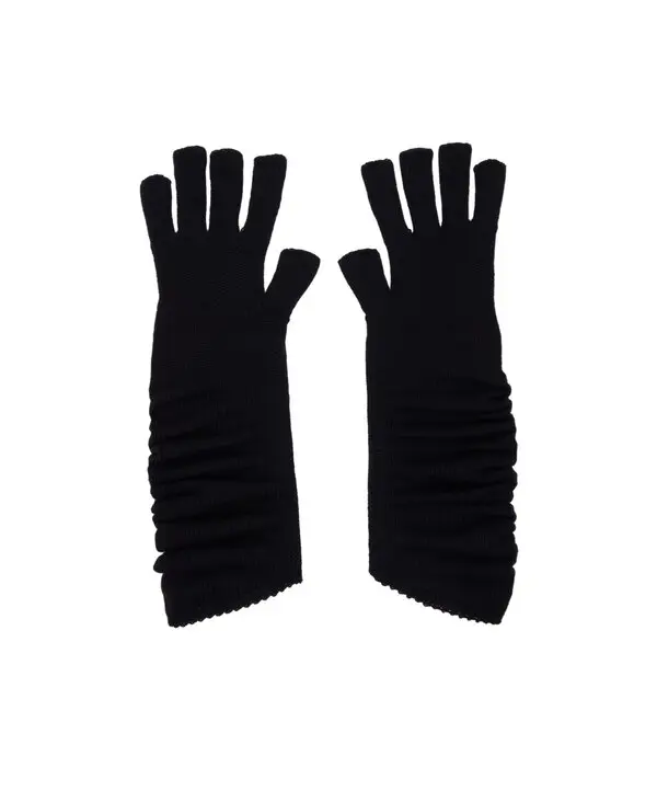 Issey Miyake Ribbed Fingerless Gloves - Black