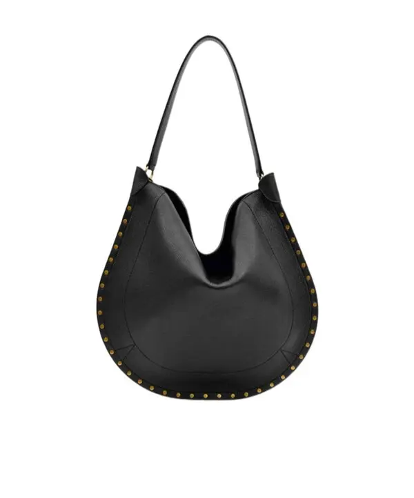 Isabel Marant Étoile Oskan Hobo Soft Grained Leather Bag With Stud Embellishments - Black