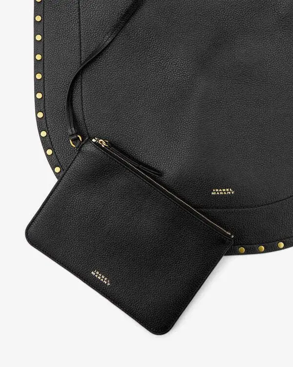 Isabel Marant Étoile Oskan Hobo Soft Grained Leather Bag With Stud Embellishments - Black