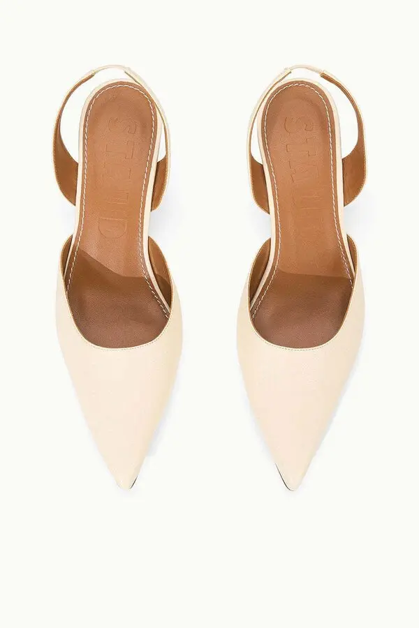 Staud Sebastian Pointed Toe Slingback High Heel Sandals - Beige