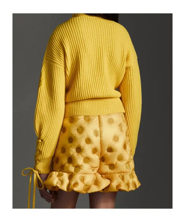 Moncler Ribbed Turtleneck Pullover With Lace-up Detail