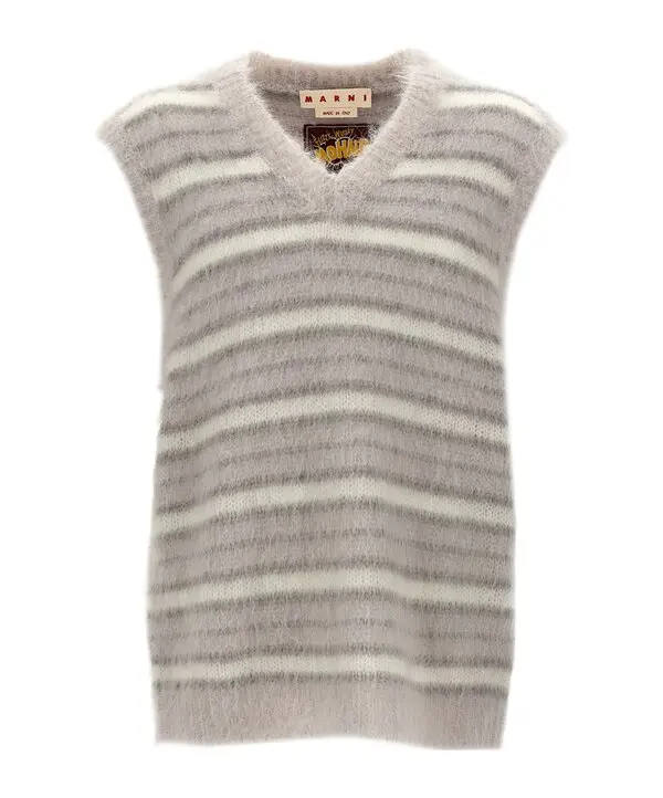 Marni Striped Fuzzy Wuzzy Vest - Gray