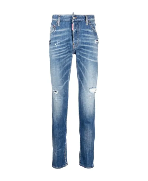 Dsquared2 Cool Guy Distressed Mid Rise Jeans - Blue