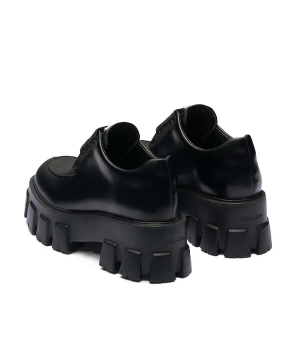 Prada Monolith Brushed Leather Lace-up Shoes