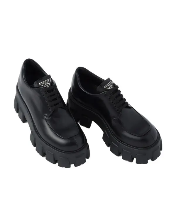 Prada Monolith Brushed Leather Lace-up Shoes