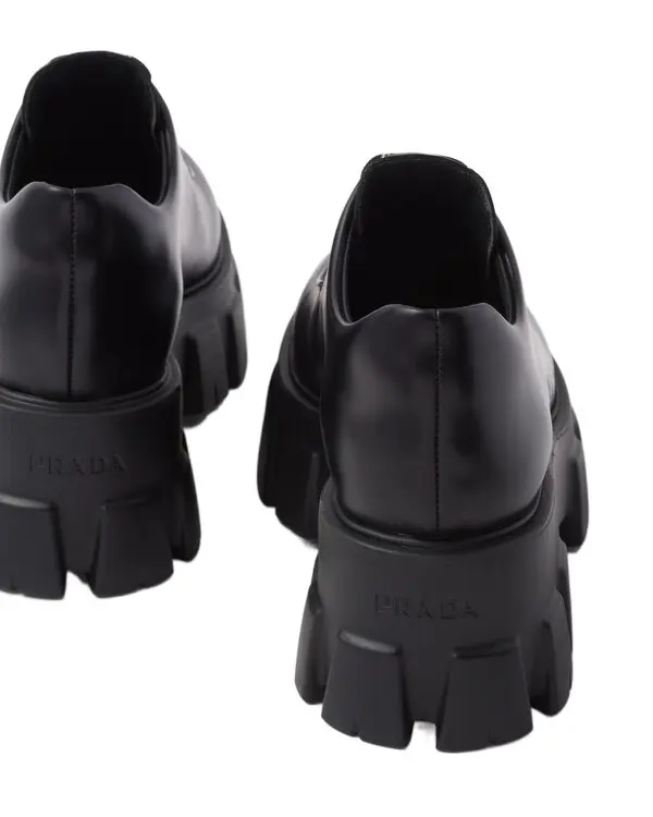 Prada Monolith Brushed Leather Lace-up Shoes
