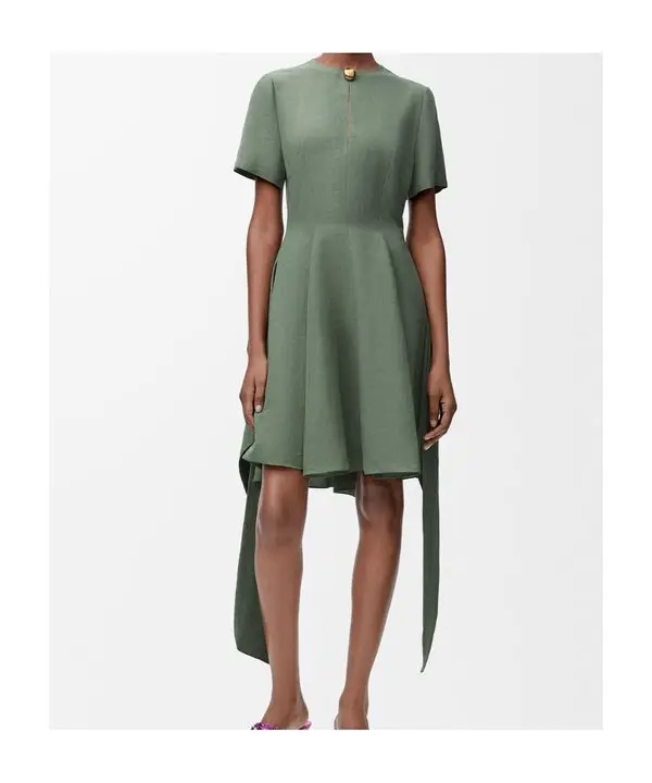 Loewe Pebble Embellished Keyhole Neck Dress - Green