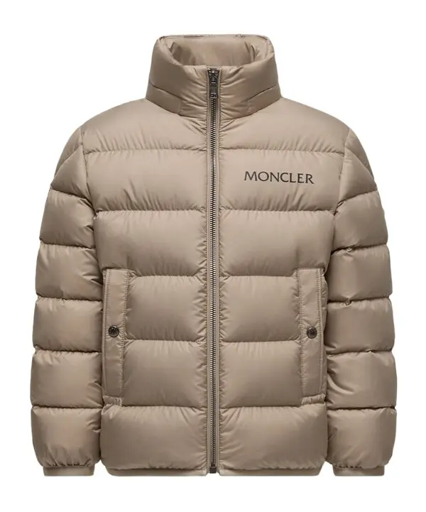 Moncler Bajan Down Jacket With Logo Detail - Light Brown