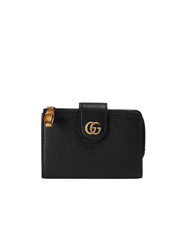 Gucci Medium Double G Wallet With Bamboo - Black