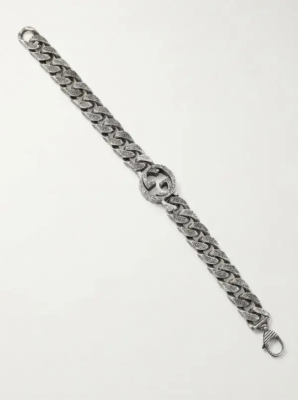 Gucci Sterling Silver Interlocking G Chain Bracelet - White