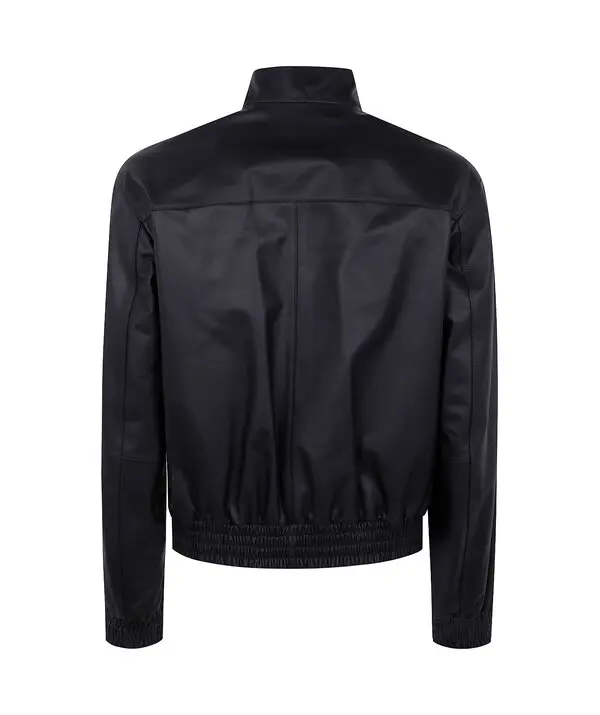 DESA 1972 Leather Bomber Jacket With Stand Collar