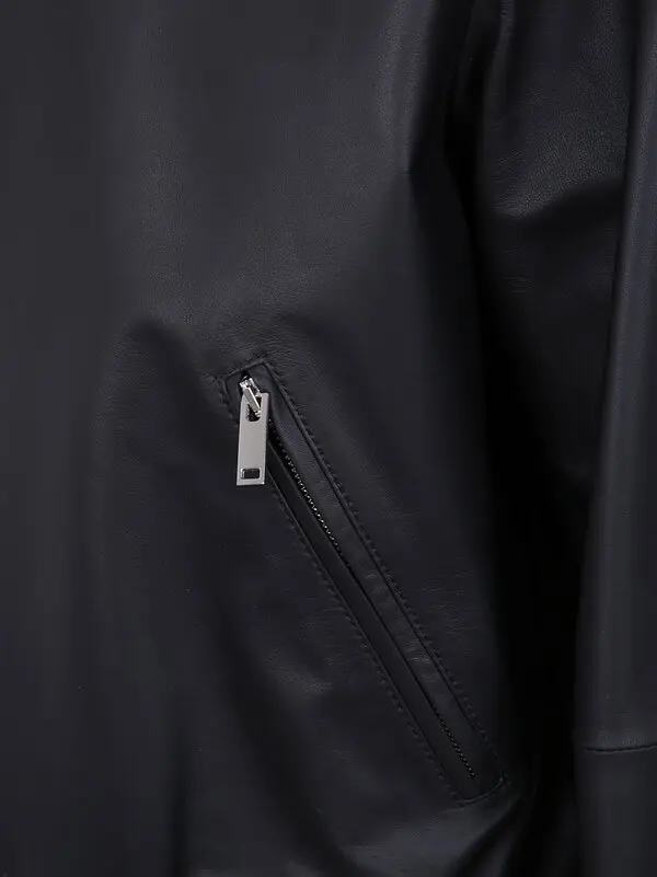 DESA 1972 Leather Bomber Jacket With Stand Collar