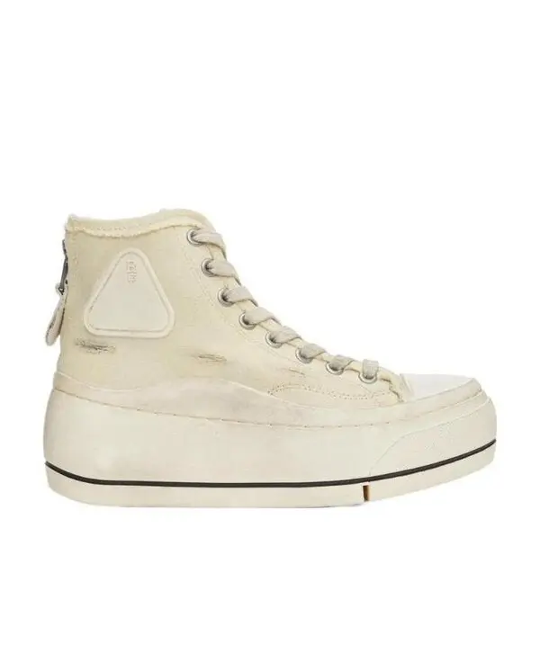 R13 Platform High-top Canvas Sneakers - Nude