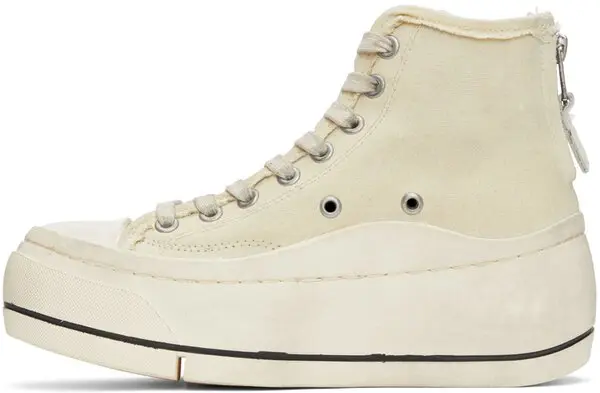 R13 Platform High-top Canvas Sneakers - Nude