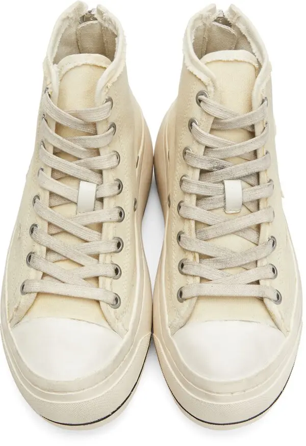 R13 Platform High-top Canvas Sneakers - Nude