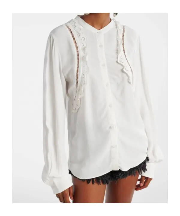 Isabel Marant Étoile Lace Detailed Long Sleeve Shirt - White