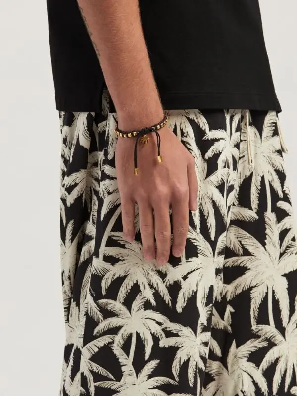 Palm Angels Braided Bracelet With Gold Tone Beads