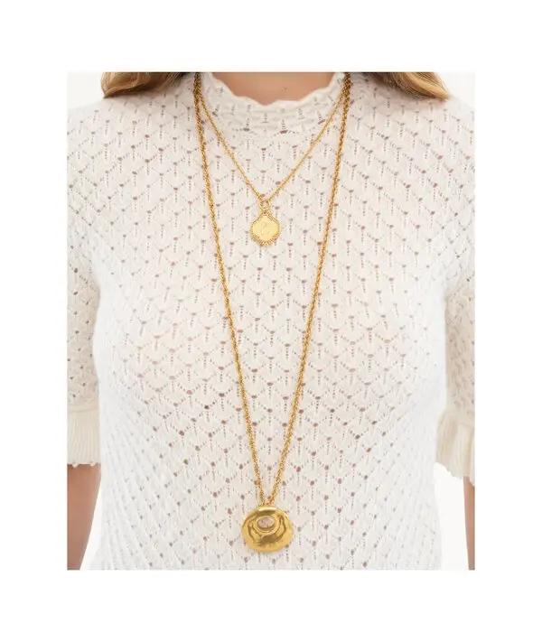Chloé Short-sleeved Sweater With Mock Neck And Button Detailing