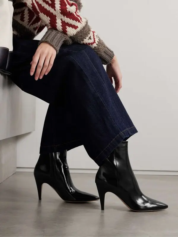 GIANVITO ROSSI 80mm Patent Leather Stiletto Boots