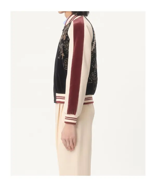 Valentino Garavani Embroidered Velour Bomber Jacket