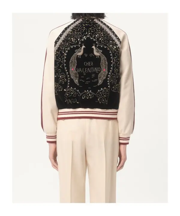 Valentino Garavani Embroidered Velour Bomber Jacket