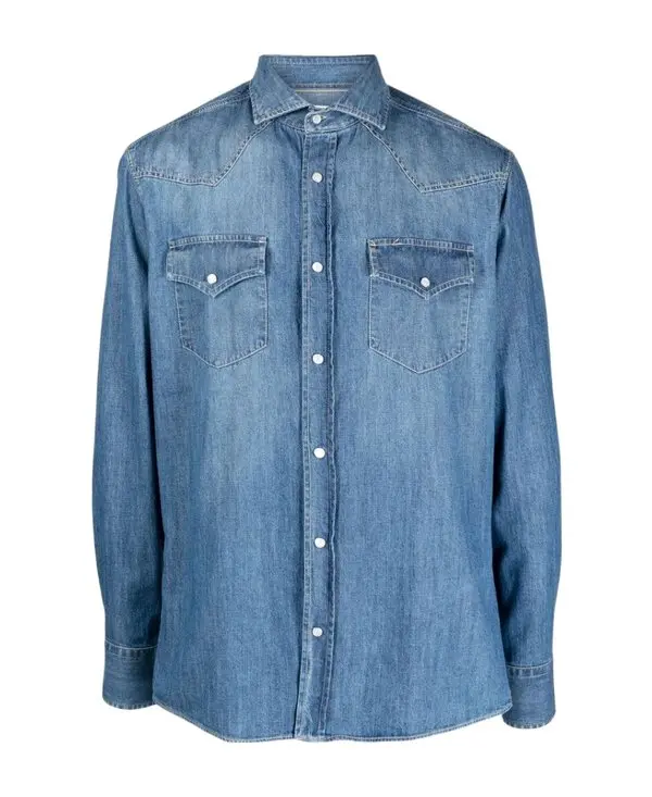Brunello Cucinelli Button-up Straight Hem Denim Shirt