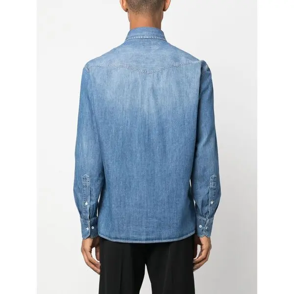 Brunello Cucinelli Button-up Straight Hem Denim Shirt