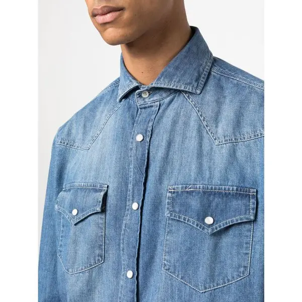 Brunello Cucinelli Button-up Straight Hem Denim Shirt