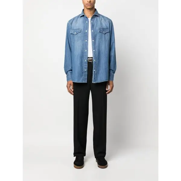Brunello Cucinelli Button-up Straight Hem Denim Shirt