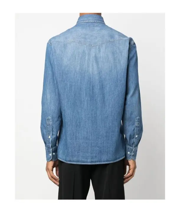 Brunello Cucinelli Button-up Straight Hem Denim Shirt