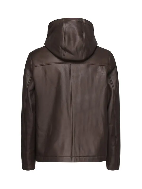 YVES SALOMON Hooded Zip-up Coat With Fur Lining - Coffee Brown