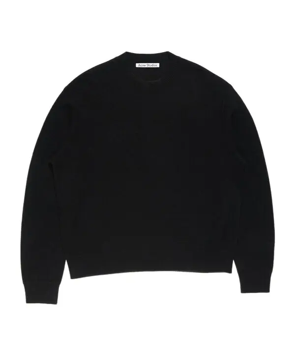 Acne Studios Logo Patch Crewneck Knit Sweater - Black