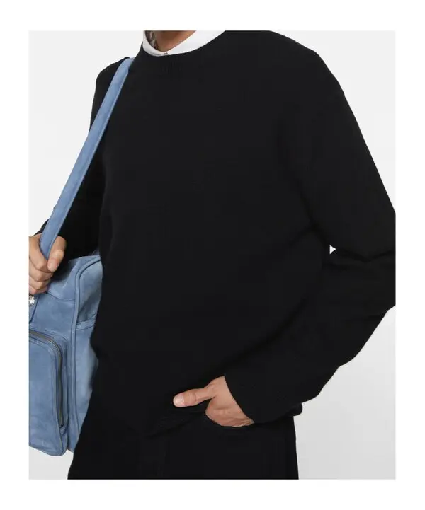 Acne Studios Logo Patch Crewneck Knit Sweater - Black
