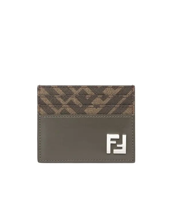 Fendi Ff Logo Plaque Squared Card Holder - Green-brown