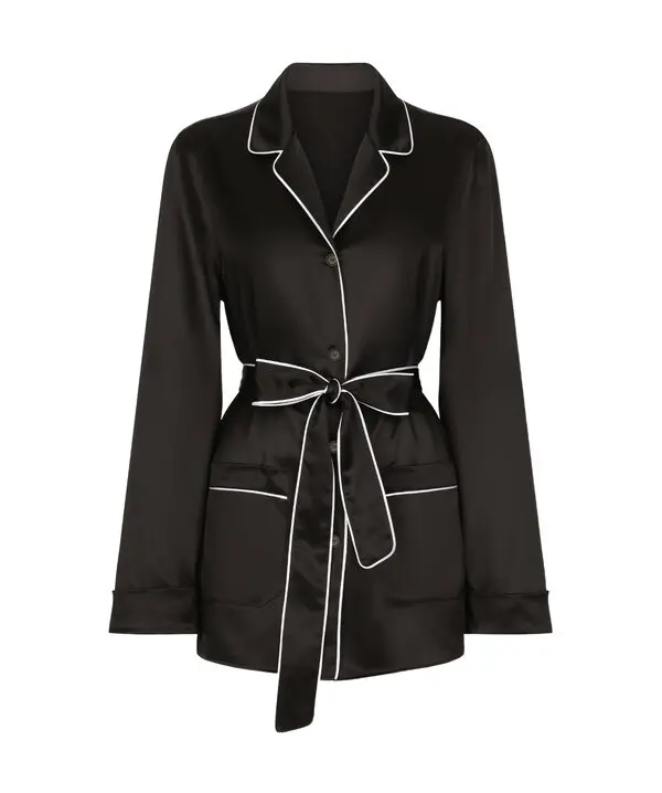 Dolce & Gabbana Contrast Piping Pajama Shirt - Black