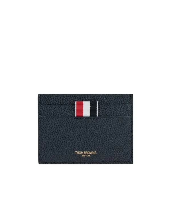 Thom Browne Logo Printed Striped Card Holder - Black