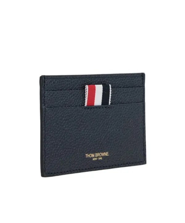 Thom Browne Logo Printed Striped Card Holder - Black