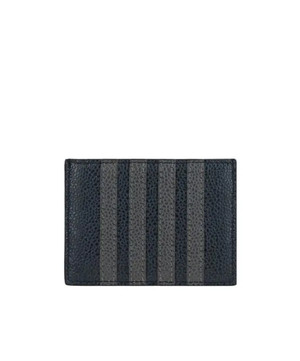Thom Browne Logo Printed Striped Card Holder - Black