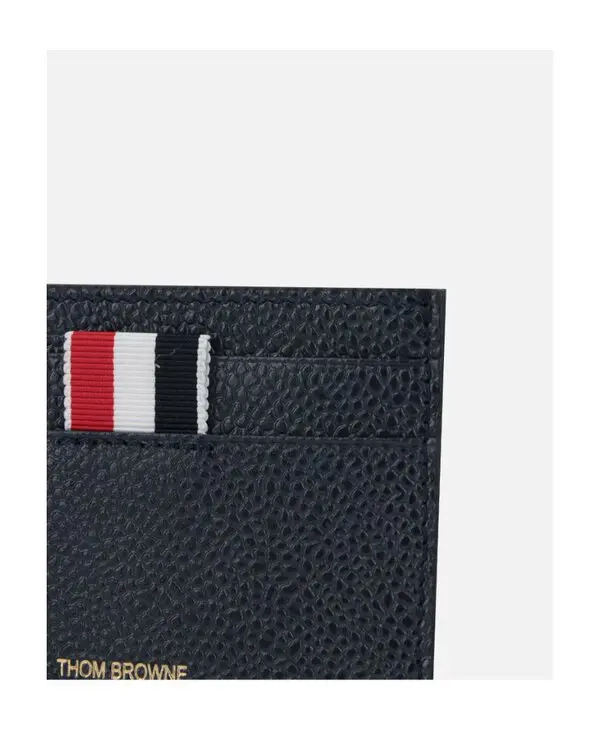 Thom Browne Logo Printed Striped Card Holder - Black