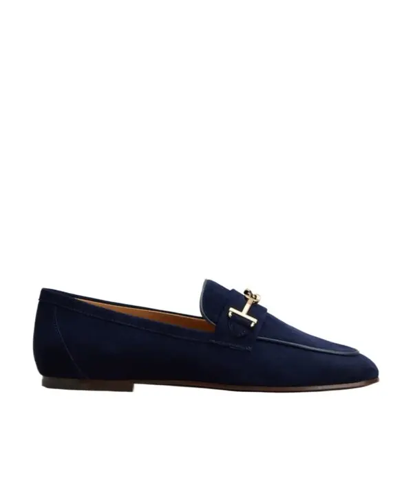 TOD'S Logo Plaque Almond Toe Loafers - Black